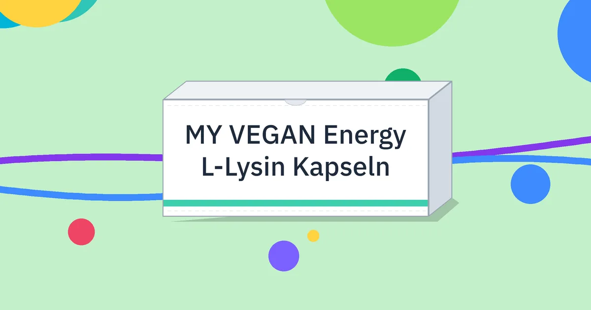 Symbolbild: Packung mit der Aufschrift MY VEGAN Energy L-Lysin Kapseln (PZN 12480181) – Verfügbarkeit und Bezug in Apotheken in Frankfurt am Main