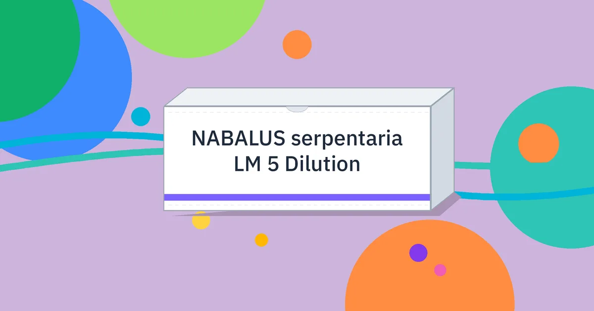 Symbolbild: Packung mit der Aufschrift NABALUS serpentaria LM 5 Dilution (PZN 13614815) – Verfügbarkeit und Bezug in Apotheken in Frankfurt am Main