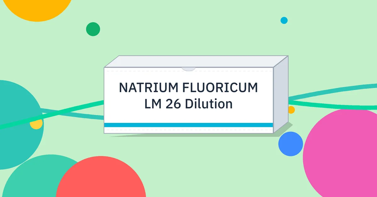 Symbolbild: Packung mit der Aufschrift NATRIUM FLUORICUM LM 26 Dilution (PZN 12962661) – Verfügbarkeit und Bezug in Apotheken in Frankfurt am Main
