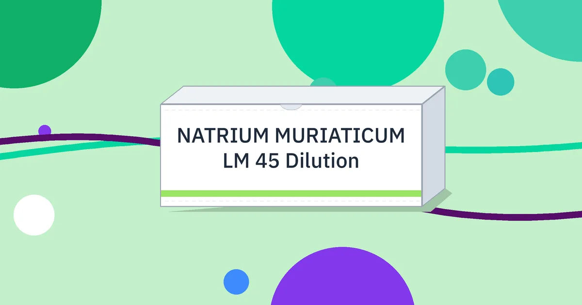Symbolbild: Packung mit der Aufschrift NATRIUM MURIATICUM LM 45 Dilution (PZN 12965464) – Verfügbarkeit und Bezug in Apotheken in Frankfurt am Main