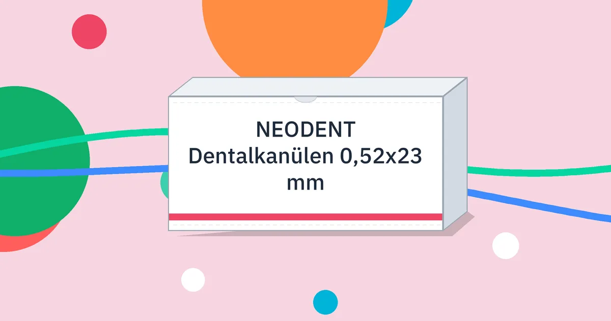Symbolbild: Packung mit der Aufschrift NEODENT Dentalkanülen 0,52x23 mm (PZN 08485267) – Verfügbarkeit und Bezug in Apotheken in Frankfurt am Main