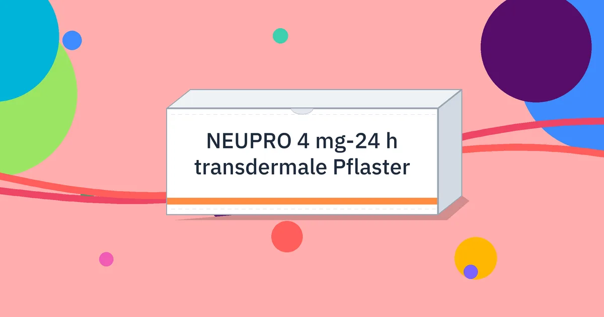 Symbolbild: Packung mit der Aufschrift NEUPRO 4 mg-24 h transdermale Pflaster (PZN 01136782) – Verfügbarkeit und Bezug in Apotheken in Frankfurt am Main