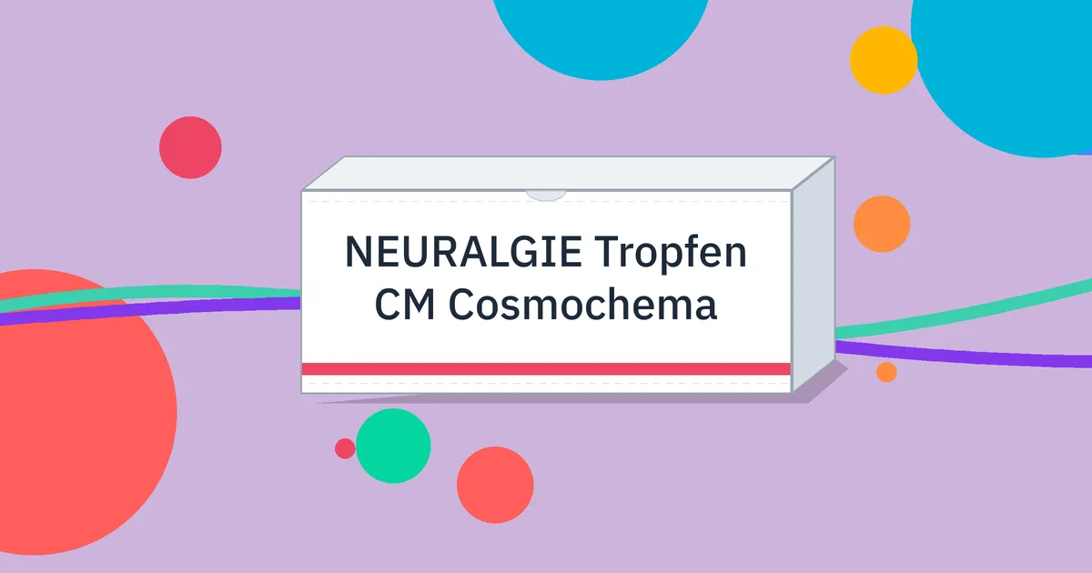 Symbolbild: Packung mit der Aufschrift NEURALGIE Tropfen CM Cosmochema (PZN 07419067) – Verfügbarkeit und Bezug in Apotheken in Frankfurt am Main