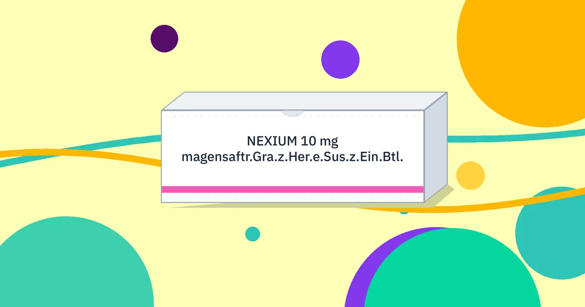 Symbolbild: Packung mit der Aufschrift NEXIUM 10 mg magensaftr.Gra.z.Her.e.Sus.z.Ein.Btl. (PZN 15193252) – Verfügbarkeit und Bezug in Apotheken in Frankfurt am Main