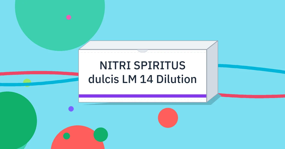 Symbolbild: Packung mit der Aufschrift NITRI SPIRITUS dulcis LM 14 Dilution (PZN 13619617) – Verfügbarkeit und Bezug in Apotheken in Frankfurt am Main