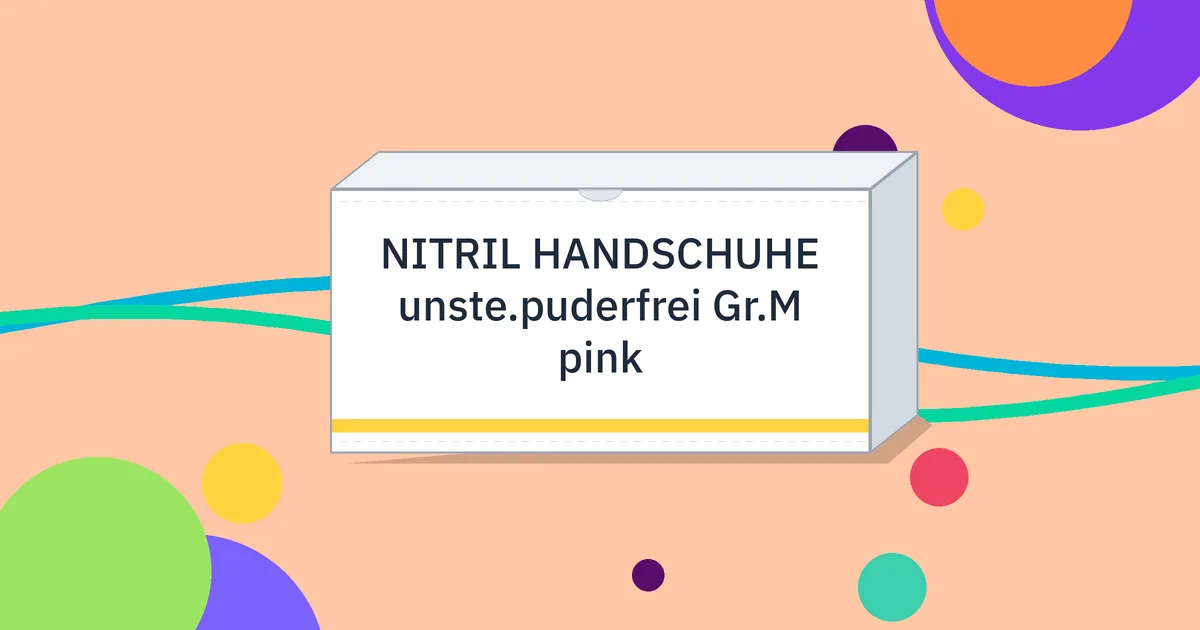 Symbolbild: Packung mit der Aufschrift NITRIL HANDSCHUHE unste.puderfrei Gr.M pink (PZN 10188654) – Verfügbarkeit und Bezug in Apotheken in Frankfurt am Main