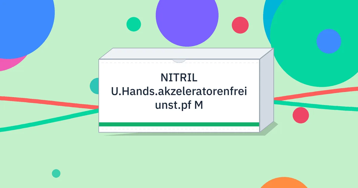Symbolbild: Packung mit der Aufschrift NITRIL U.Hands.akzeleratorenfrei unst.pf M (PZN 11267083) – Verfügbarkeit und Bezug in Apotheken in Frankfurt am Main