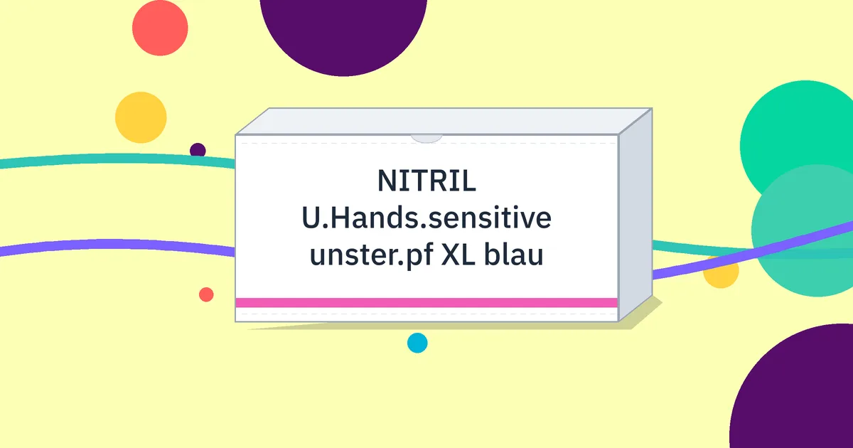 Symbolbild: Packung mit der Aufschrift NITRIL U.Hands.sensitive unster.pf XL blau (PZN 11296802) – Verfügbarkeit und Bezug in Apotheken in Frankfurt am Main
