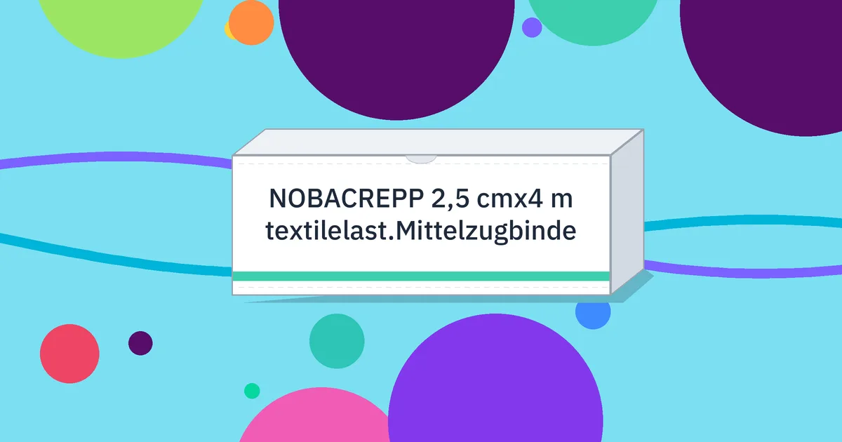 Symbolbild: Packung mit der Aufschrift NOBACREPP 2,5 cmx4 m textilelast.Mittelzugbinde (PZN 05048804) – Verfügbarkeit und Bezug in Apotheken in Frankfurt am Main