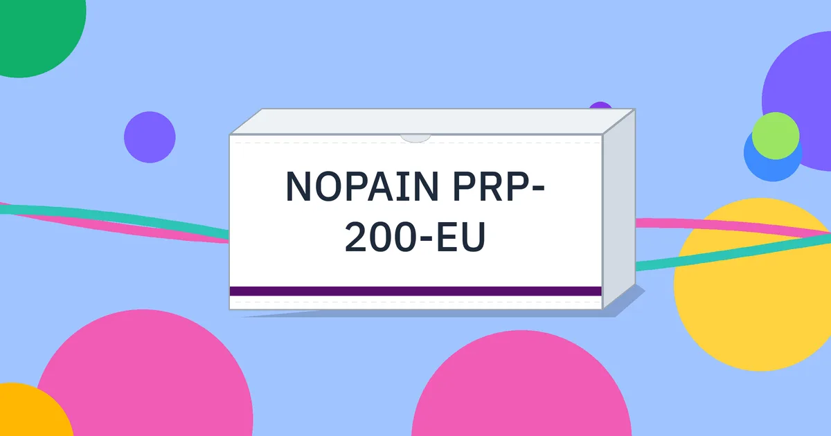Symbolbild: Packung mit der Aufschrift NOPAIN PRP-200-EU (PZN 09945682) – Verfügbarkeit und Bezug in Apotheken in Frankfurt am Main