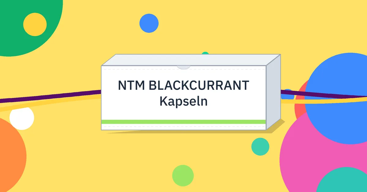 Symbolbild: Packung mit der Aufschrift NTM BLACKCURRANT Kapseln (PZN 08487823) – Verfügbarkeit und Bezug in Apotheken in Frankfurt am Main