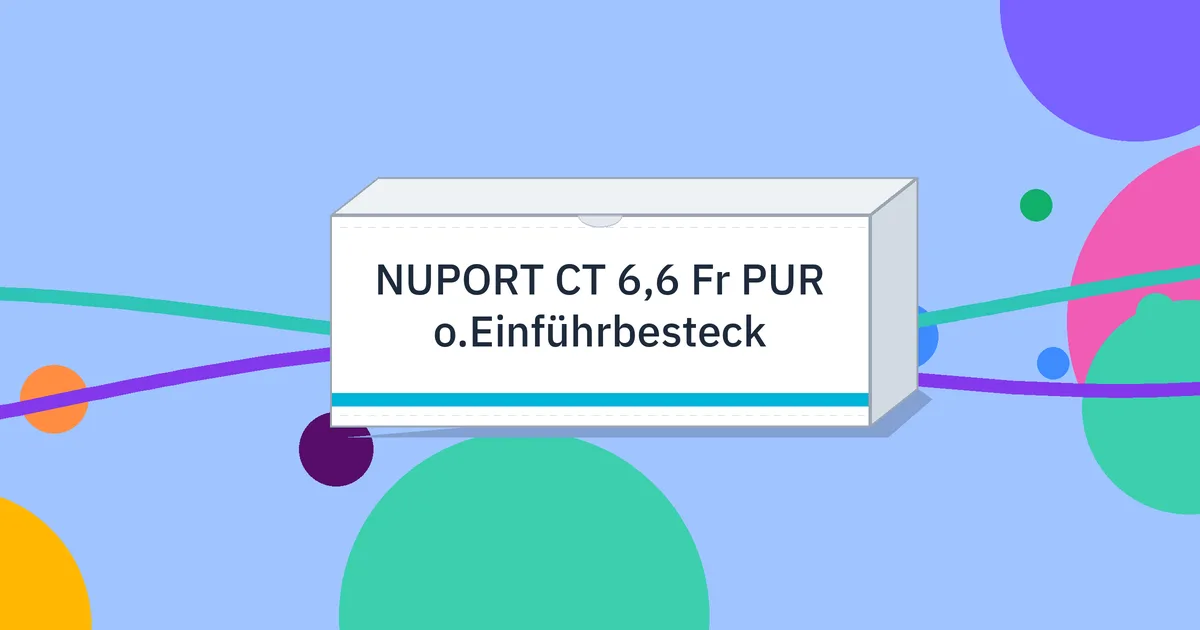 Symbolbild: Packung mit der Aufschrift NUPORT CT 6,6 Fr PUR o.Einführbesteck (PZN 11484892) – Verfügbarkeit und Bezug in Apotheken in Frankfurt am Main