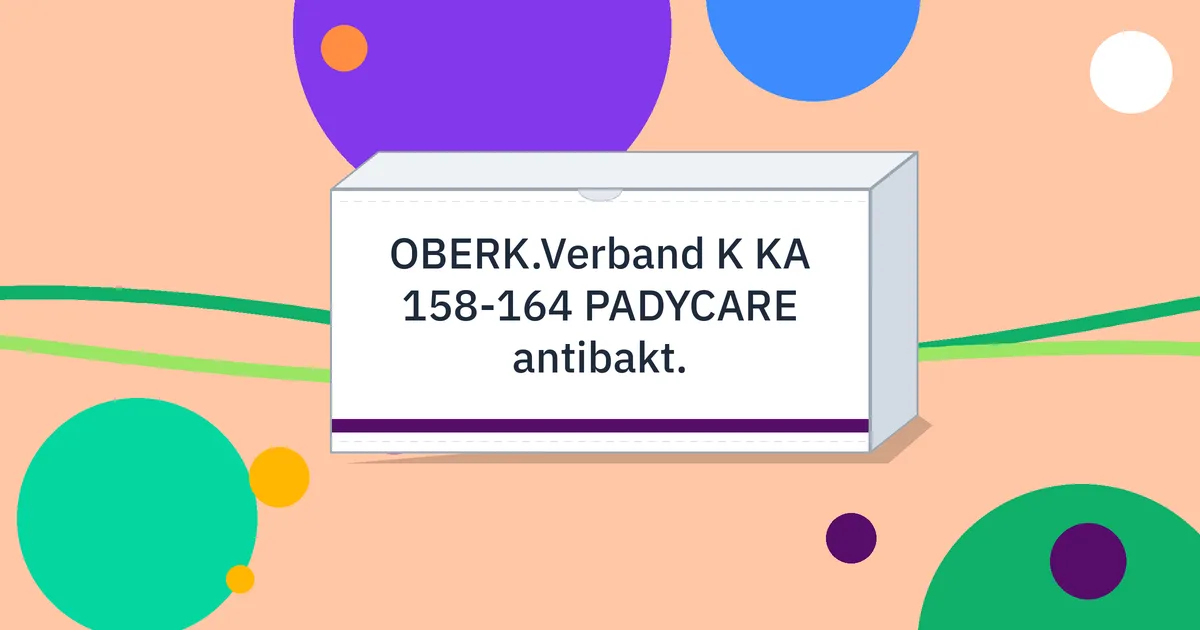 Symbolbild: Packung mit der Aufschrift OBERK.Verband K KA 158-164 PADYCARE antibakt. (PZN 10938463) – Verfügbarkeit und Bezug in Apotheken in Frankfurt am Main