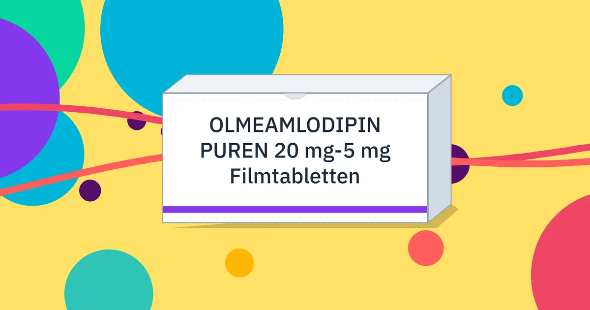 Symbolbild: Packung mit der Aufschrift OLMEAMLODIPIN PUREN 20 mg-5 mg Filmtabletten (PZN 18457154) – Verfügbarkeit und Bezug in Apotheken in Frankfurt am Main