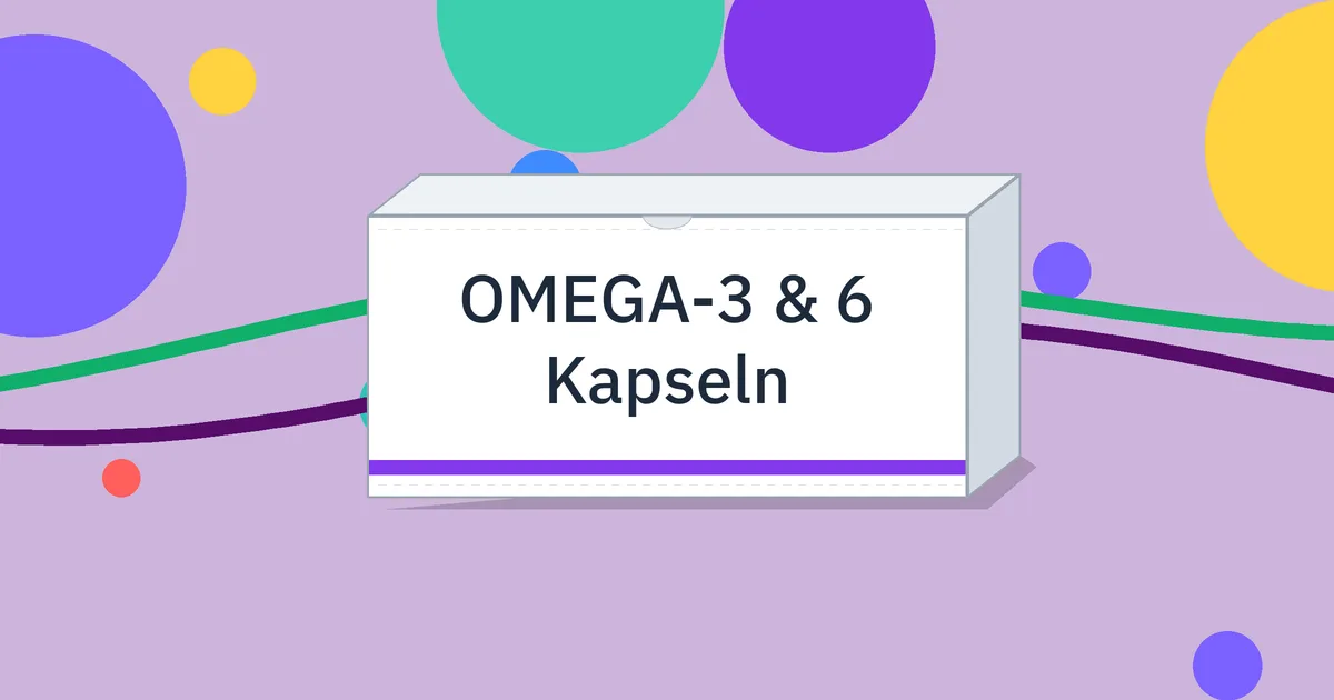 Symbolbild: Packung mit der Aufschrift OMEGA-3 & 6 Kapseln (PZN 00047295) – Verfügbarkeit und Bezug in Apotheken in Frankfurt am Main