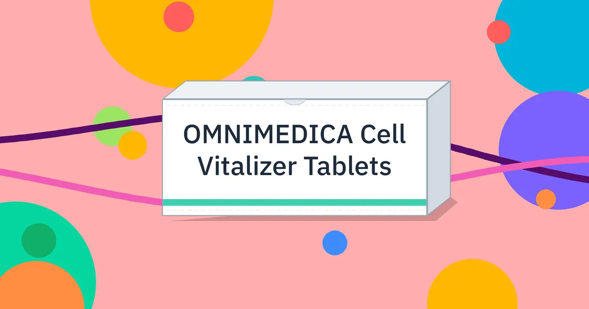 Symbolbild: Packung mit der Aufschrift OMNIMEDICA Cell Vitalizer Tablets (PZN 19142783) – Verfügbarkeit und Bezug in Apotheken in Frankfurt am Main