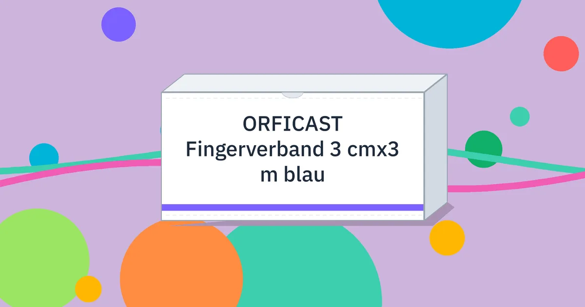 Symbolbild: Packung mit der Aufschrift ORFICAST Fingerverband 3 cmx3 m blau (PZN 09537977) – Verfügbarkeit und Bezug in Apotheken in Frankfurt am Main