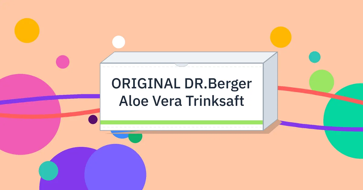 Symbolbild: Packung mit der Aufschrift ORIGINAL DR.Berger Aloe Vera Trinksaft (PZN 16382446) – Verfügbarkeit und Bezug in Apotheken in Frankfurt am Main