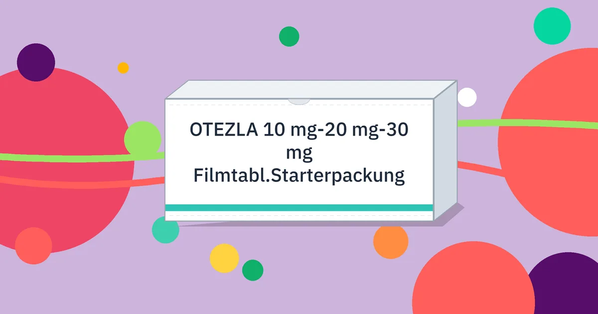 Symbolbild: Packung mit der Aufschrift OTEZLA 10 mg-20 mg-30 mg Filmtabl.Starterpackung (PZN 12671923) – Verfügbarkeit und Bezug in Apotheken in Frankfurt am Main