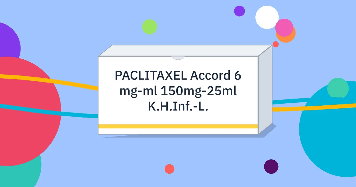 Symbolbild: Packung mit der Aufschrift PACLITAXEL Accord 6 mg-ml 150mg-25ml K.H.Inf.-L. (PZN 16912447) – Verfügbarkeit und Bezug in Apotheken in Frankfurt am Main