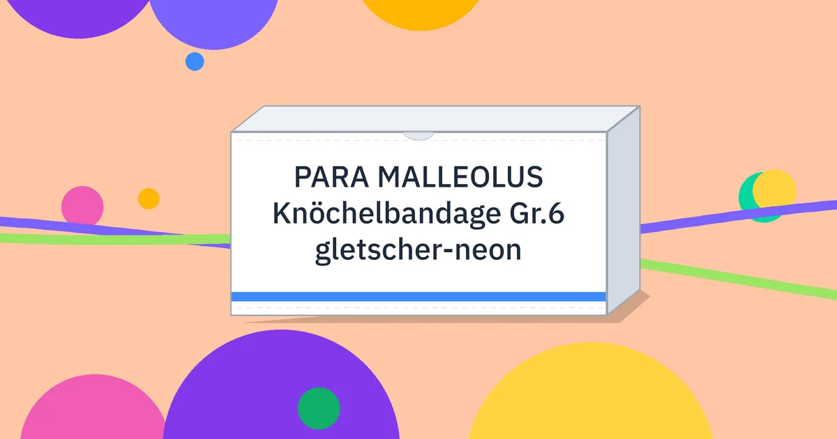 Symbolbild: Packung mit der Aufschrift PARA MALLEOLUS Knöchelbandage Gr.6 gletscher-neon (PZN 13763739) – Verfügbarkeit und Bezug in Apotheken in Frankfurt am Main