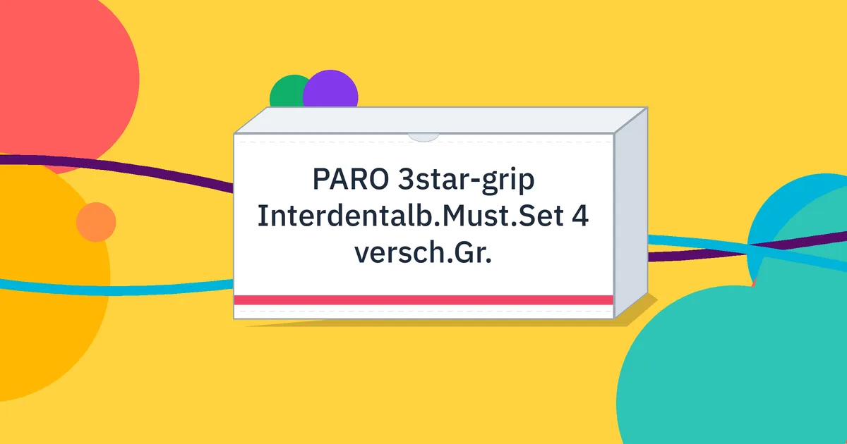 Symbolbild: Packung mit der Aufschrift PARO 3star-grip Interdentalb.Must.Set 4 versch.Gr. (PZN 17372504) – Verfügbarkeit und Bezug in Apotheken in Frankfurt am Main