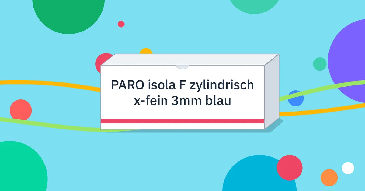 Symbolbild: Packung mit der Aufschrift PARO isola F zylindrisch x-fein 3mm blau (PZN 17372941) – Verfügbarkeit und Bezug in Apotheken in Frankfurt am Main