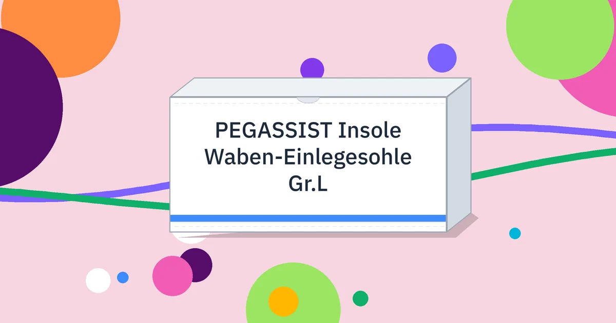 Symbolbild: Packung mit der Aufschrift PEGASSIST Insole Waben-Einlegesohle Gr.L (PZN 14255301) – Verfügbarkeit und Bezug in Apotheken in Frankfurt am Main