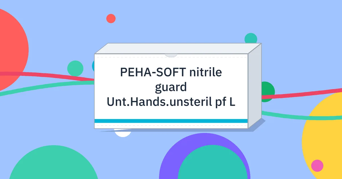 Symbolbild: Packung mit der Aufschrift PEHA-SOFT nitrile guard Unt.Hands.unsteril pf L (PZN 03539194) – Verfügbarkeit und Bezug in Apotheken in Frankfurt am Main