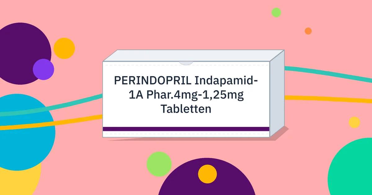 Symbolbild: Packung mit der Aufschrift PERINDOPRIL Indapamid-1A Phar.4mg-1,25mg Tabletten (PZN 07797504) – Verfügbarkeit und Bezug in Apotheken in Frankfurt am Main