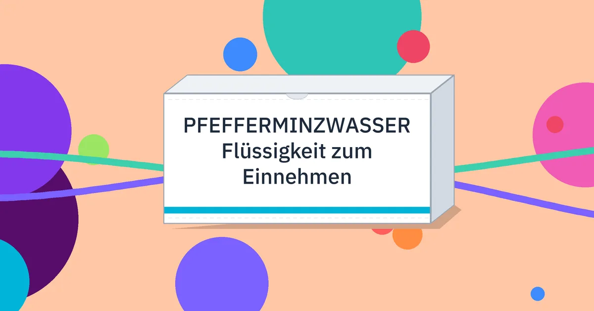 Symbolbild: Packung mit der Aufschrift PFEFFERMINZWASSER Flüssigkeit zum Einnehmen (PZN 15401503) – Verfügbarkeit und Bezug in Apotheken in Frankfurt am Main