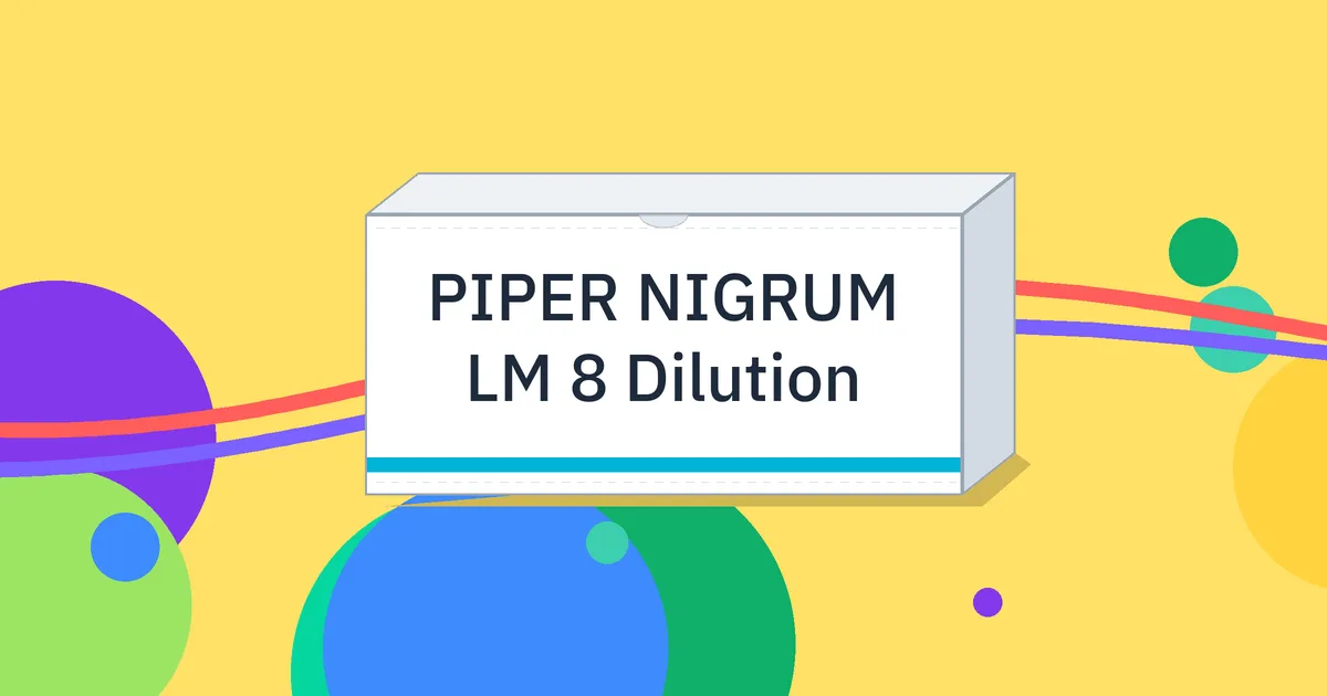 Symbolbild: Packung mit der Aufschrift PIPER NIGRUM LM 8 Dilution (PZN 13644785) – Verfügbarkeit und Bezug in Apotheken in Frankfurt am Main