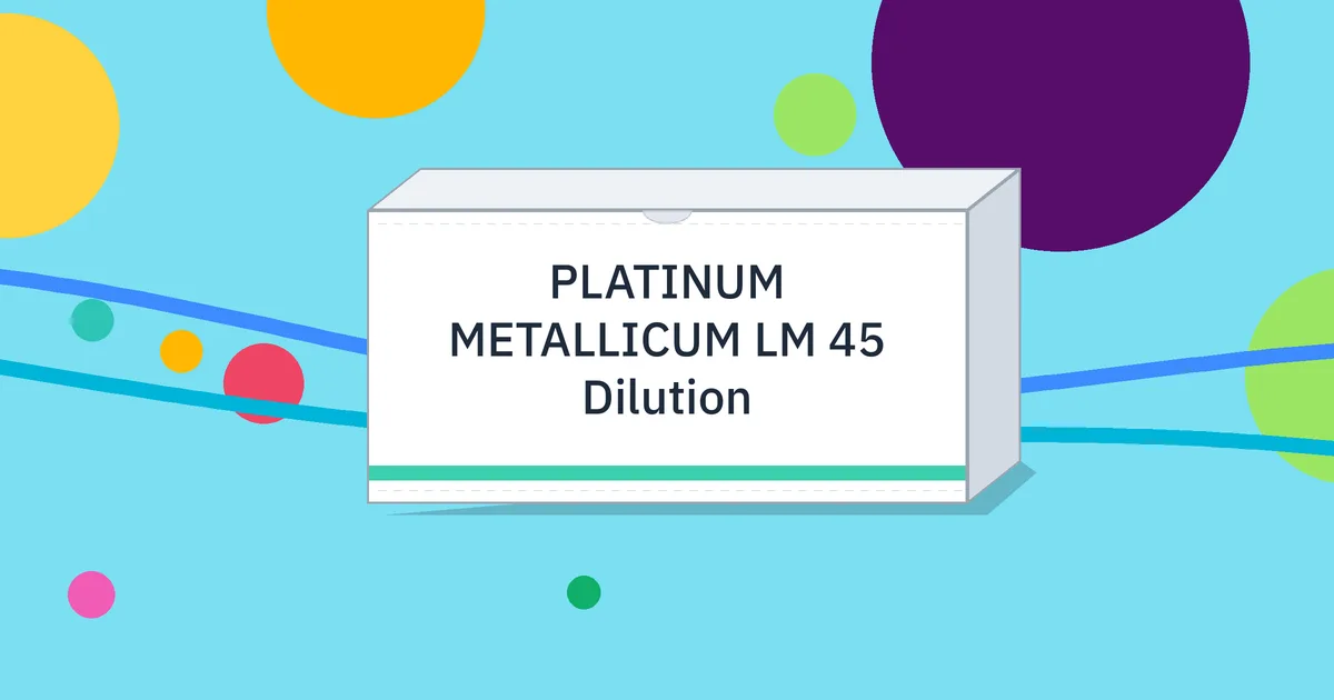 Symbolbild: Packung mit der Aufschrift PLATINUM METALLICUM LM 45 Dilution (PZN 13038582) – Verfügbarkeit und Bezug in Apotheken in Frankfurt am Main