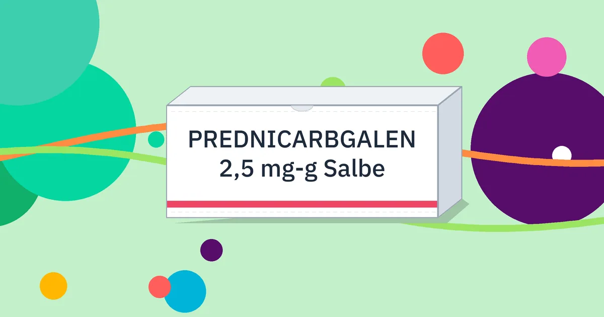 Symbolbild: Packung mit der Aufschrift PREDNICARBGALEN 2,5 mg-g Salbe (PZN 15629577) – Verfügbarkeit und Bezug in Apotheken in Frankfurt am Main