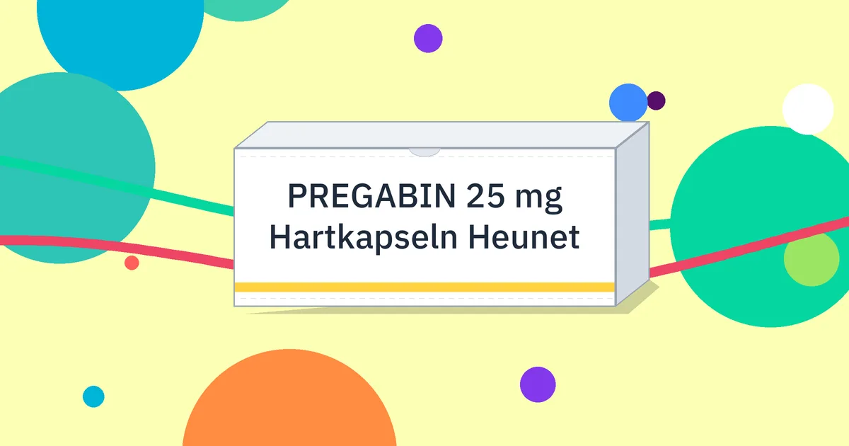 Symbolbild: Packung mit der Aufschrift PREGABIN 25 mg Hartkapseln Heunet (PZN 15303781) – Verfügbarkeit und Bezug in Apotheken in Frankfurt am Main