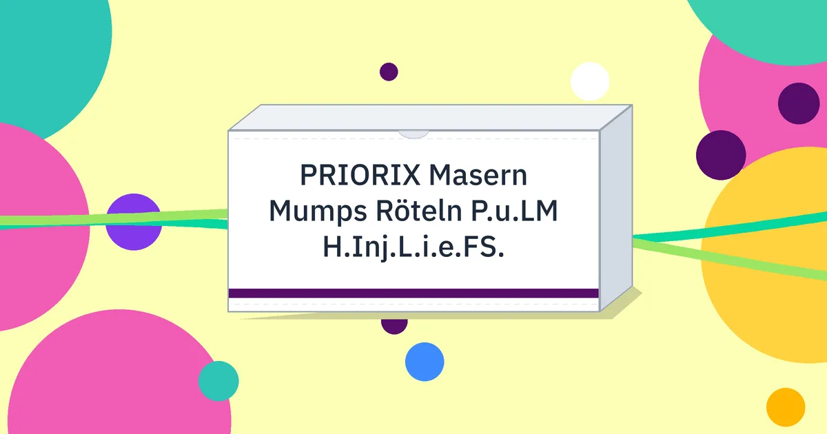 Symbolbild: Packung mit der Aufschrift PRIORIX Masern Mumps Röteln P.u.LM H.Inj.L.i.e.FS. (PZN 05994063) – Verfügbarkeit und Bezug in Apotheken in Frankfurt am Main