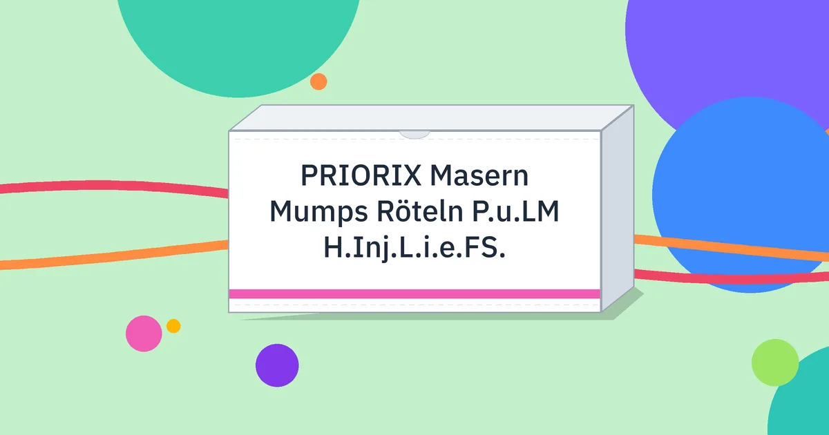 Symbolbild: Packung mit der Aufschrift PRIORIX Masern Mumps Röteln P.u.LM H.Inj.L.i.e.FS. (PZN 20313764) – Verfügbarkeit und Bezug in Apotheken in Frankfurt am Main