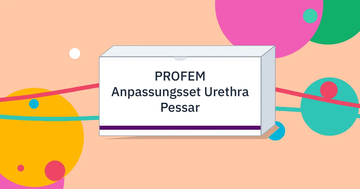 Symbolbild: Packung mit der Aufschrift PROFEM Anpassungsset Urethra Pessar (PZN 18851603) – Verfügbarkeit und Bezug in Apotheken in Frankfurt am Main
