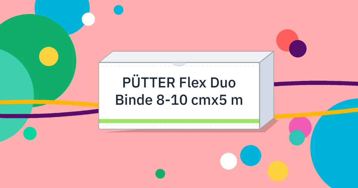 Symbolbild: Packung mit der Aufschrift PÜTTER Flex Duo Binde 8-10 cmx5 m (PZN 17842306) – Verfügbarkeit und Bezug in Apotheken in Frankfurt am Main