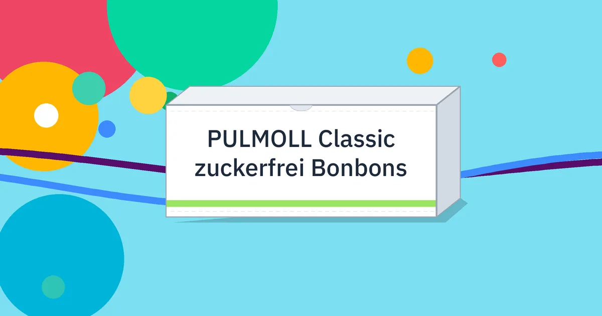 Symbolbild: Packung mit der Aufschrift PULMOLL Classic zuckerfrei Bonbons (PZN 19856790) – Verfügbarkeit und Bezug in Apotheken in Frankfurt am Main