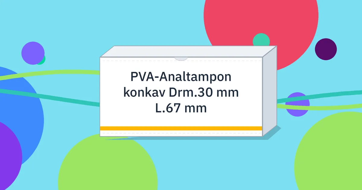Symbolbild: Packung mit der Aufschrift PVA-Analtampon konkav Drm.30 mm L.67 mm (PZN 12551455) – Verfügbarkeit und Bezug in Apotheken in Frankfurt am Main