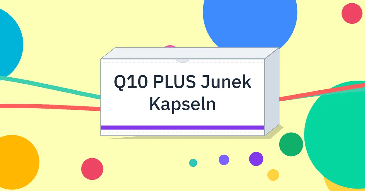 Symbolbild: Packung mit der Aufschrift Q10 PLUS Junek Kapseln (PZN 15613895) – Verfügbarkeit und Bezug in Apotheken in Frankfurt am Main