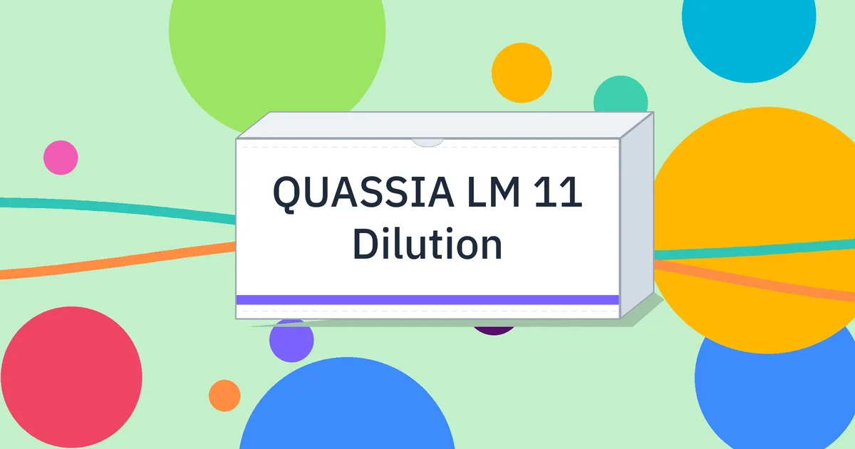 Symbolbild: Packung mit der Aufschrift QUASSIA LM 11 Dilution (PZN 13673189) – Verfügbarkeit und Bezug in Apotheken in Frankfurt am Main