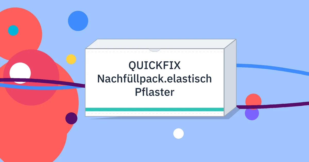 Symbolbild: Packung mit der Aufschrift QUICKFIX Nachfüllpack.elastisch Pflaster (PZN 09534312) – Verfügbarkeit und Bezug in Apotheken in Frankfurt am Main
