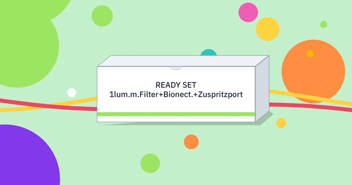 Symbolbild: Packung mit der Aufschrift READY SET 1lum.m.Filter+Bionect.+Zuspritzport (PZN 02166992) – Verfügbarkeit und Bezug in Apotheken in Frankfurt am Main