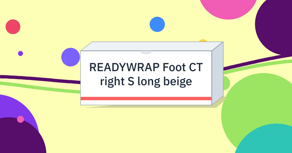 Symbolbild: Packung mit der Aufschrift READYWRAP Foot CT right S long beige (PZN 18009177) – Verfügbarkeit und Bezug in Apotheken in Frankfurt am Main