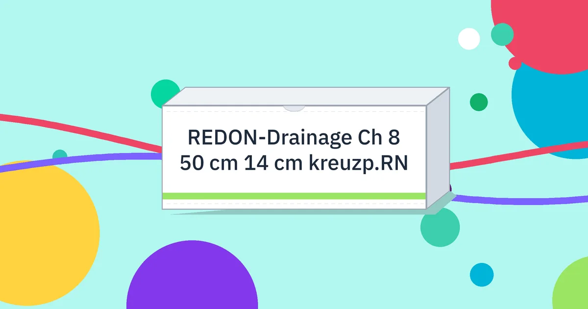 Symbolbild: Packung mit der Aufschrift REDON-Drainage Ch 8 50 cm 14 cm kreuzp.RN (PZN 17483741) – Verfügbarkeit und Bezug in Apotheken in Frankfurt am Main