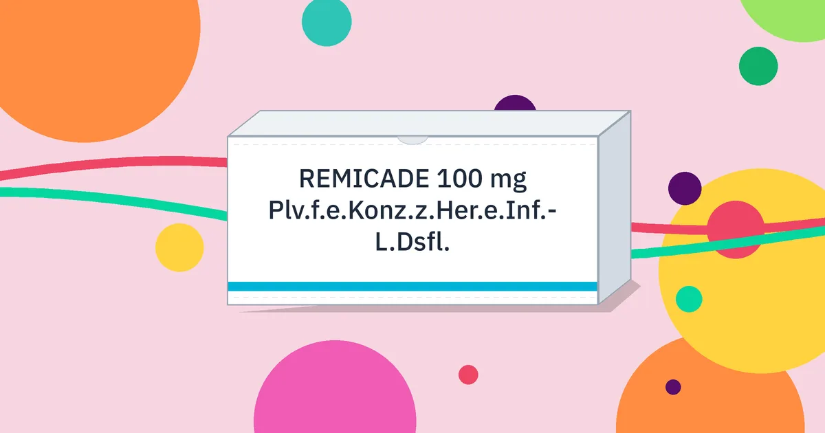 Symbolbild: Packung mit der Aufschrift REMICADE 100 mg Plv.f.e.Konz.z.Her.e.Inf.-L.Dsfl. (PZN 08453563) – Verfügbarkeit und Bezug in Apotheken in Frankfurt am Main