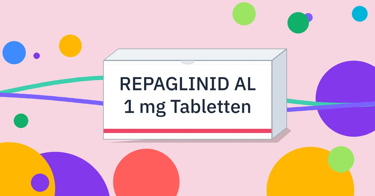 Symbolbild: Packung mit der Aufschrift REPAGLINID AL 1 mg Tabletten (PZN 01510476) – Verfügbarkeit und Bezug in Apotheken in Frankfurt am Main