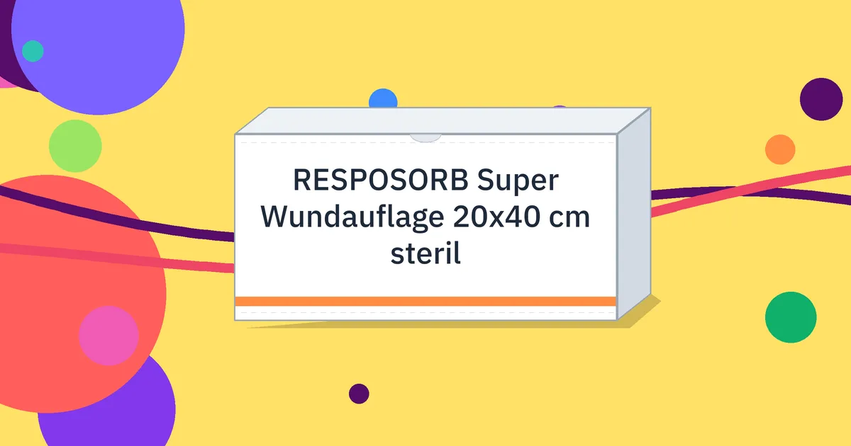 Symbolbild: Packung mit der Aufschrift RESPOSORB Super Wundauflage 20x40 cm steril (PZN 20845403) – Verfügbarkeit und Bezug in Apotheken in Frankfurt am Main
